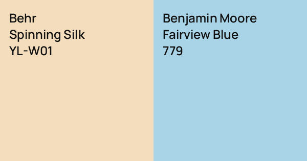 Behr Spinning Silk vs. Benjamin Moore Fairview Blue comparison