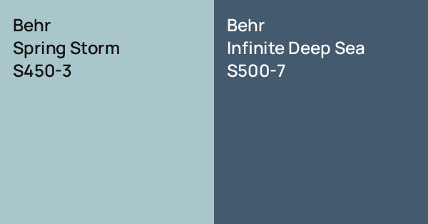 Behr Spring Storm vs. Behr Infinite Deep Sea comparison