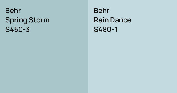 Behr Spring Storm vs. Behr Rain Dance comparison