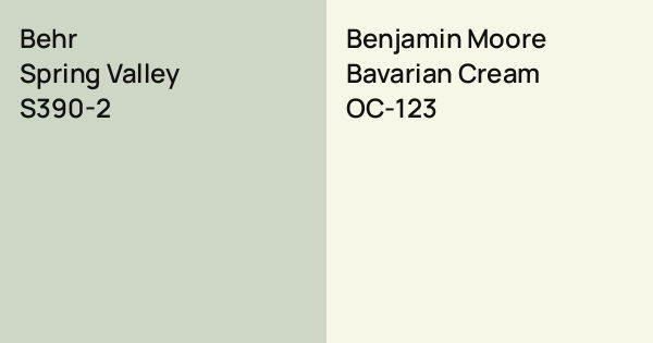 Behr Spring Valley vs. Benjamin Moore Bavarian Cream comparison