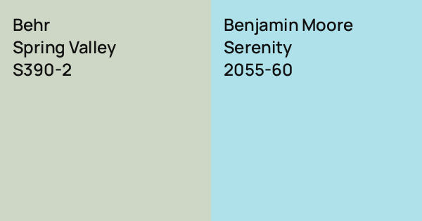 Behr Spring Valley vs. Benjamin Moore Serenity comparison