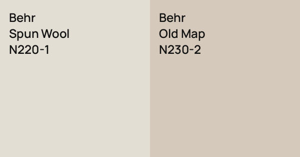 Behr Spun Wool vs. Behr Old Map comparison
