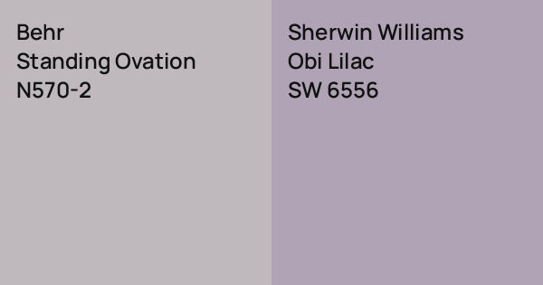 Behr Standing Ovation vs. Sherwin Williams Obi Lilac comparison