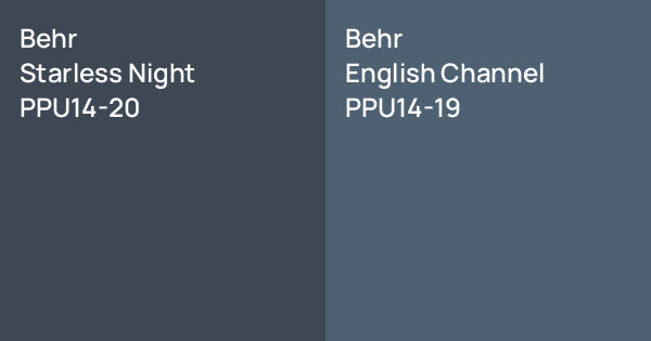 Behr Starless Night vs. Behr English Channel comparison