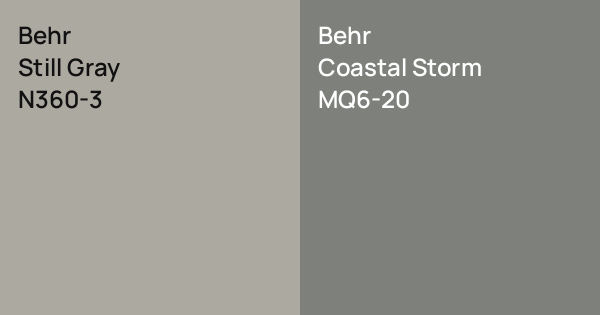 Behr Still Gray vs. Behr Coastal Storm comparison