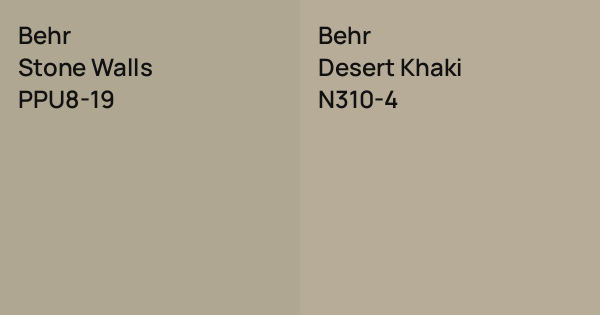 Behr Stone Walls vs. Behr Desert Khaki comparison