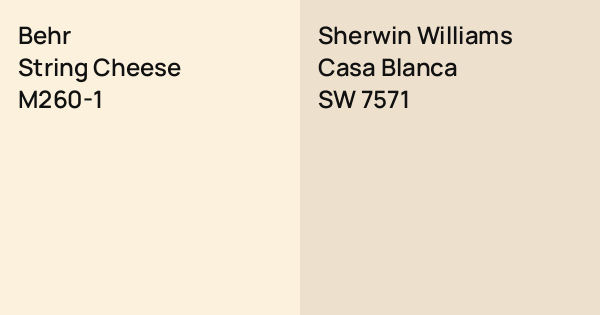 Behr String Cheese vs. Sherwin Williams Casa Blanca comparison
