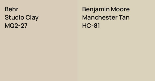 Behr Studio Clay vs. Benjamin Moore Manchester Tan comparison