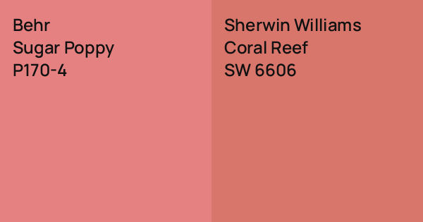 Behr Sugar Poppy vs. Sherwin Williams Coral Reef comparison