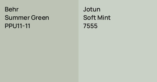 Behr Summer Green vs. Jotun Soft Mint comparison