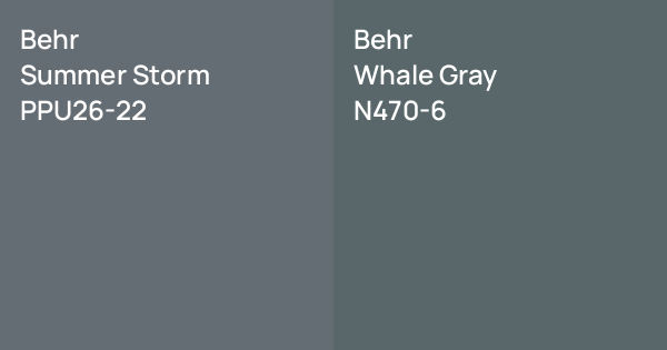 Behr Summer Storm vs. Behr Whale Gray comparison