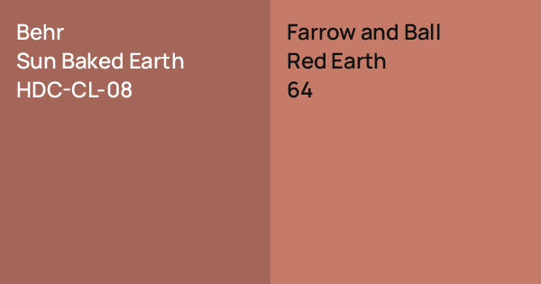 Behr Sun Baked Earth vs. Farrow and Ball Red Earth comparison