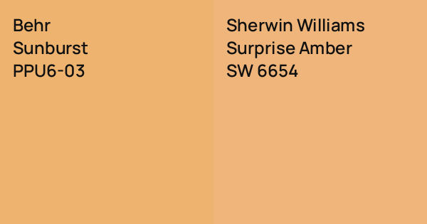 Behr Sunburst vs. Sherwin Williams Surprise Amber comparison