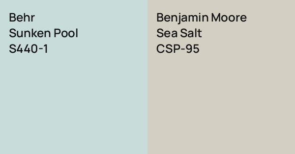 Behr Sunken Pool vs. Benjamin Moore Sea Salt comparison
