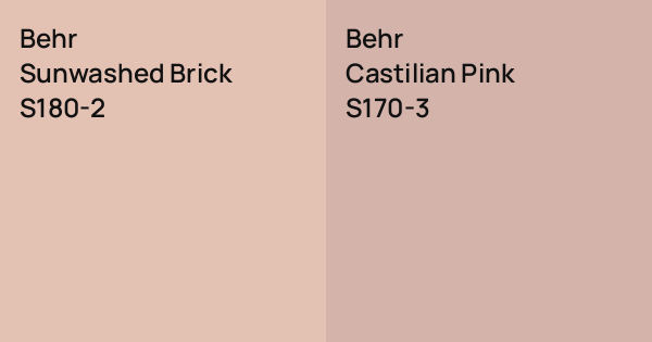 Behr Sunwashed Brick vs. Behr Castilian Pink comparison