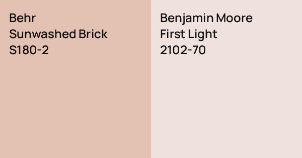 Behr Sunwashed Brick vs. Benjamin Moore First Light comparison