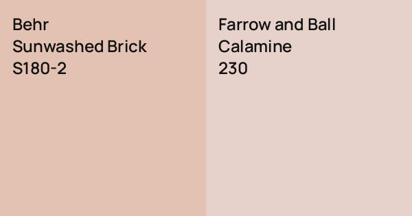 Behr Sunwashed Brick vs. Farrow and Ball Calamine comparison