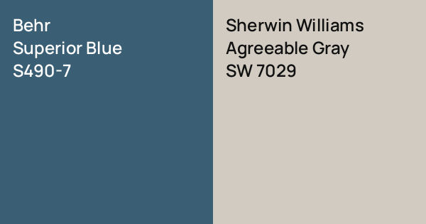 Behr Superior Blue vs. Sherwin Williams Agreeable Gray comparison