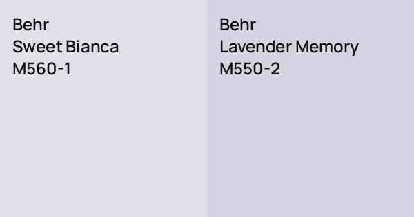 Behr Sweet Bianca vs. Behr Lavender Memory comparison