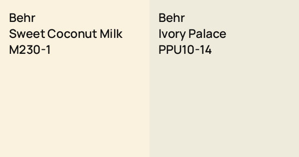 Behr Sweet Coconut Milk vs. Behr Ivory Palace comparison
