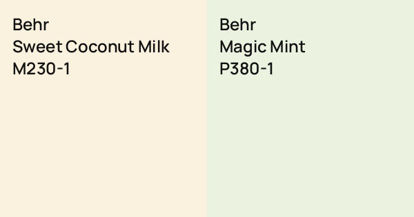Behr Sweet Coconut Milk vs. Behr Magic Mint comparison