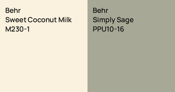 Behr Sweet Coconut Milk vs. Behr Simply Sage comparison