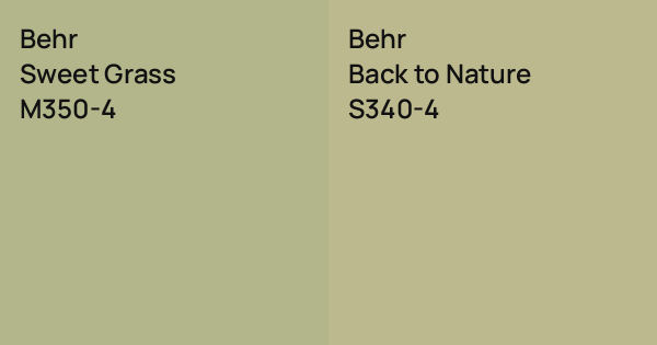 Behr Sweet Grass vs. Behr Back to Nature comparison