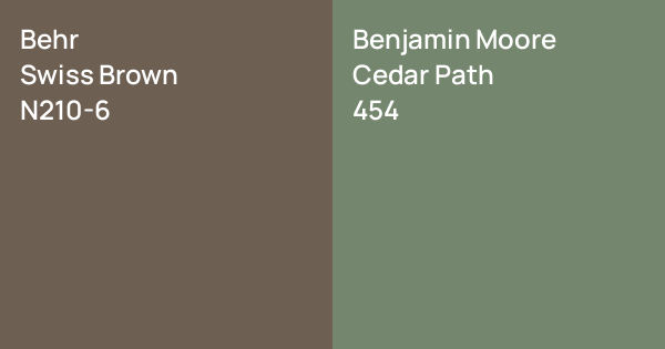 Behr Swiss Brown vs. Benjamin Moore Cedar Path comparison