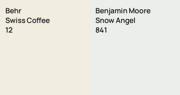 Behr Swiss Coffee vs. Benjamin Moore Snow Angel comparison
