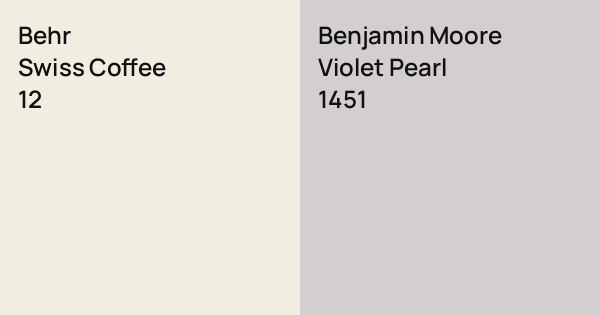 Behr Swiss Coffee vs. Benjamin Moore Violet Pearl comparison