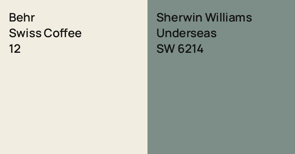 Behr Swiss Coffee vs. Sherwin Williams Underseas comparison