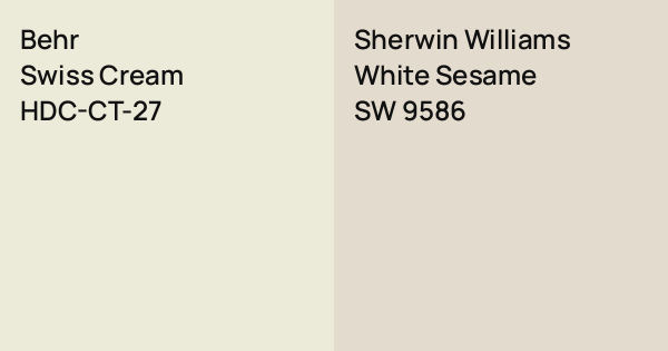 Behr Swiss Cream vs. Sherwin Williams White Sesame comparison