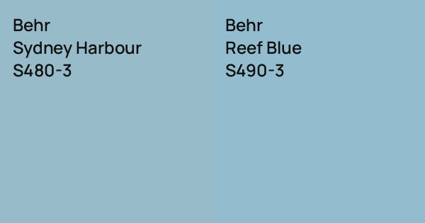 Behr Sydney Harbour vs. Behr Reef Blue comparison