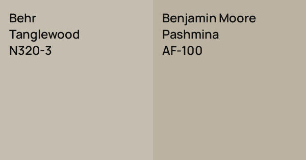 Behr Tanglewood Vs Benjamin Moore Pashmina Comparison