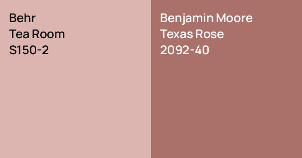 Behr Tea Room vs. Benjamin Moore Texas Rose comparison