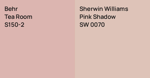 Behr Tea Room vs. Sherwin Williams Pink Shadow comparison