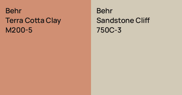 Behr Terra Cotta Clay vs. Behr Sandstone Cliff comparison
