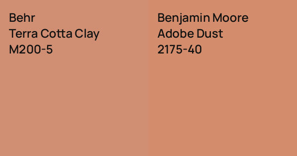 Behr Terra Cotta Clay vs. Benjamin Moore Adobe Dust comparison