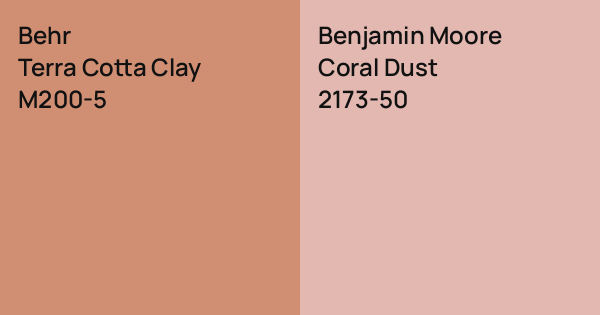Behr Terra Cotta Clay vs. Benjamin Moore Coral Dust comparison