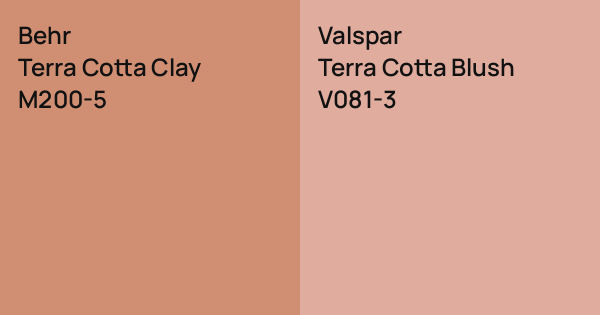 Behr Terra Cotta Clay vs. Valspar Terra Cotta Blush comparison