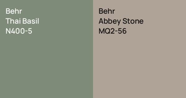 Behr Thai Basil vs. Behr Abbey Stone comparison