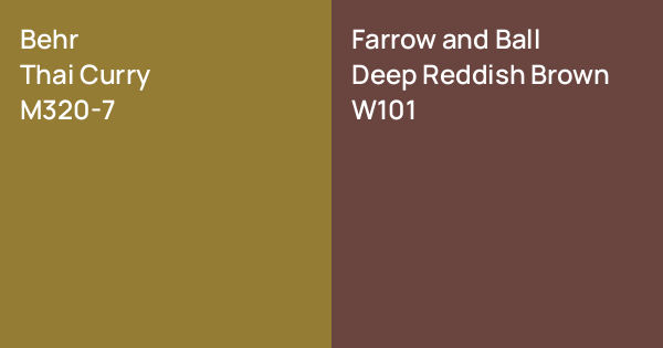 Behr Thai Curry vs. Farrow and Ball Deep Reddish Brown comparison