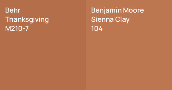 Behr Thanksgiving vs. Benjamin Moore Sienna Clay comparison