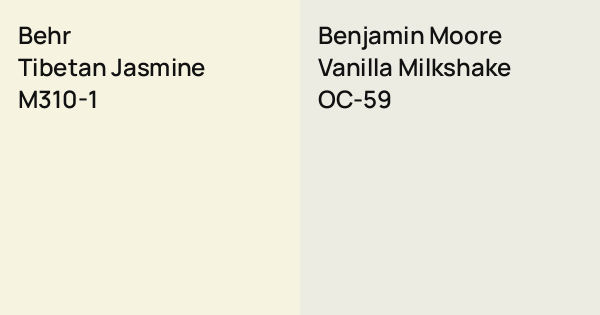 Behr Tibetan Jasmine vs. Benjamin Moore Vanilla Milkshake comparison