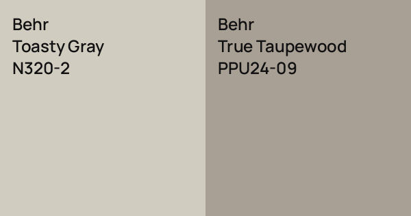 Behr Toasty Gray Vs Behr True Taupewood Comparison