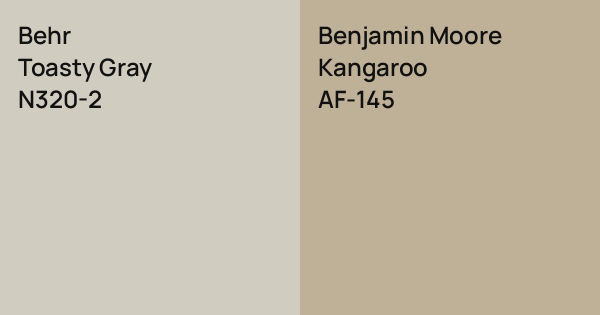 Behr Toasty Gray vs. Benjamin Moore Kangaroo comparison