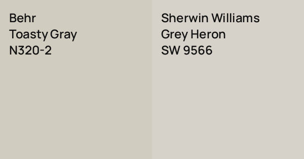 Behr Toasty Gray vs. Sherwin Williams Grey Heron comparison