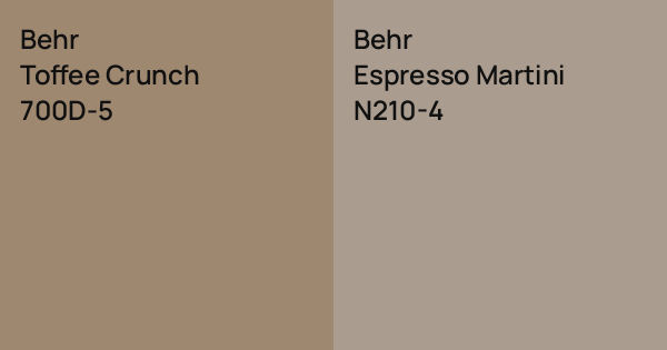 Behr Toffee Crunch vs. Behr Espresso Martini comparison