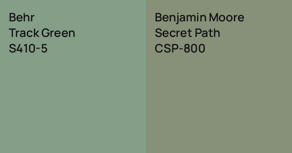 Behr Track Green vs. Benjamin Moore Secret Path comparison