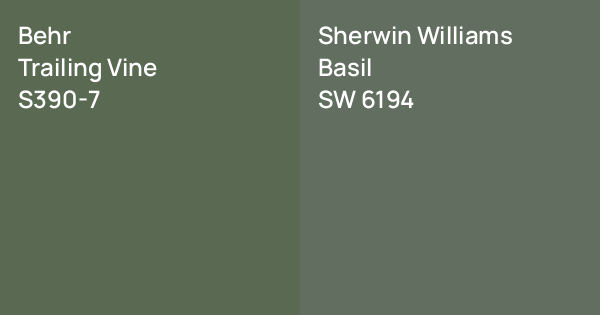 Behr Trailing Vine vs. Sherwin Williams Basil comparison